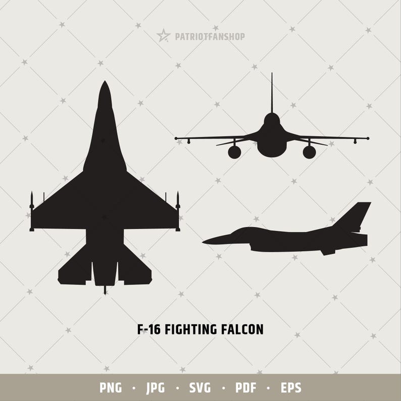 F-16 Fighting Falcon Silhouette Bundle: Military Plane SVG (digital ...