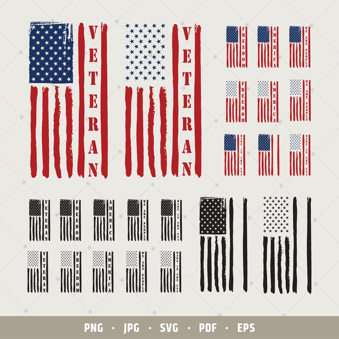 American Flag SVG Bundle: Veteran Day, 4th of July (digital Download ...