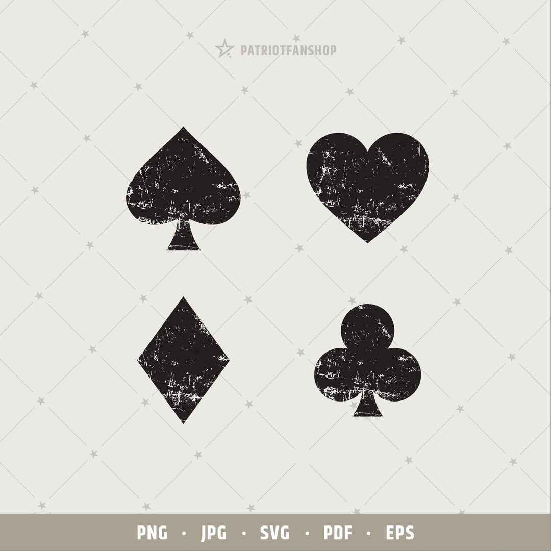 Distressed Playing Card Suit Symbols: Deck Clipart SVG, PNG, PDF ...