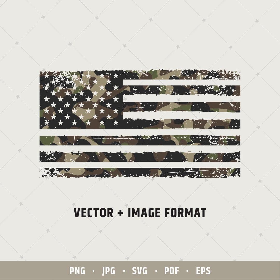 Dark Camo US Flag Vector + Image | Camouflage Distressed Flag | Veteran ...