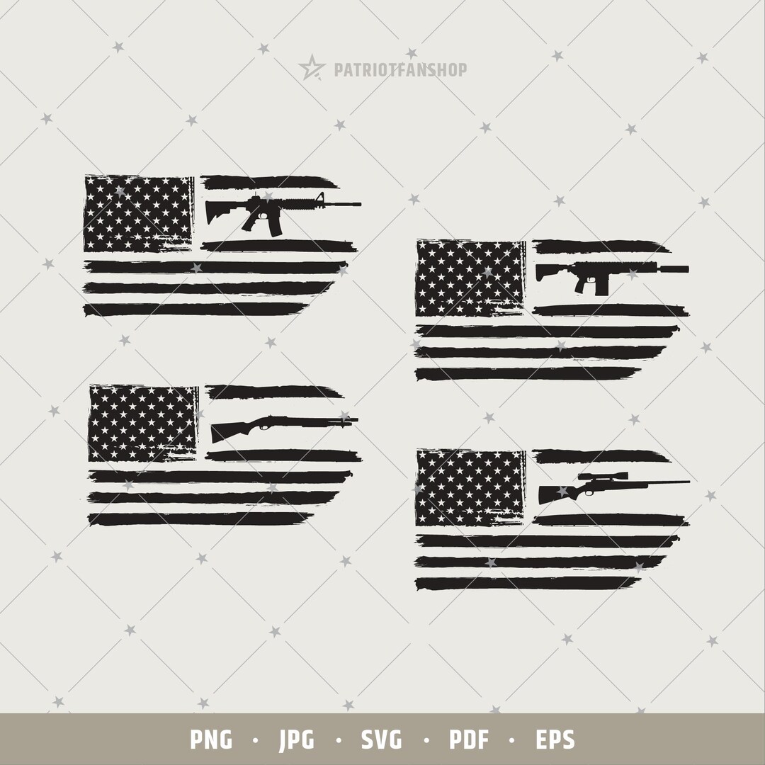 Gun Flag Bundle Svg, American Guns Flag Svg, Rifle USA Flag Svg, 2nd ...
