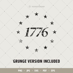 1776 Stars Circle Svg | Rough 1776 | Grunge 4th of July Decal ...