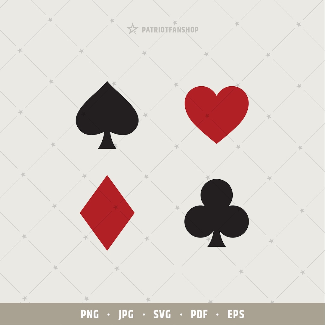 Playing Card Suit Symbols: Deck Clipart SVG, PNG, PDF (digital Download ...