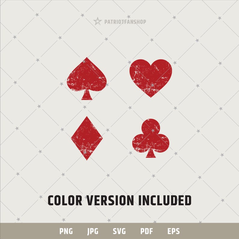 Distressed Playing Card Suit Symbols: Deck Clipart SVG, PNG, PDF ...