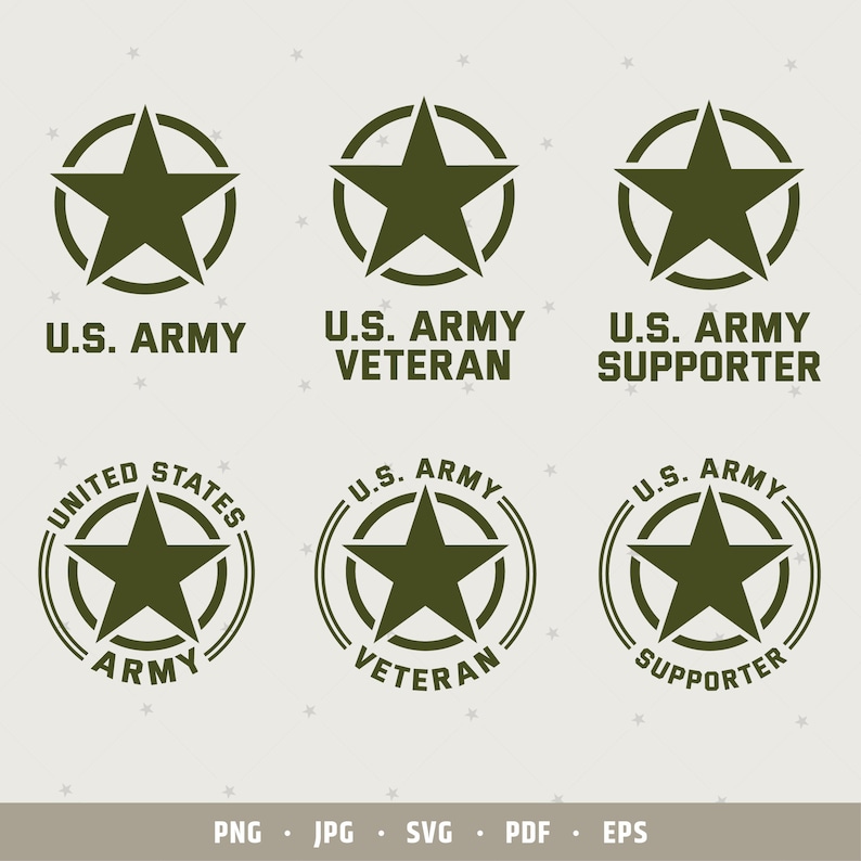 082 US Army Star SVG Military Olive Digital Sticker Veteran Day Png ...