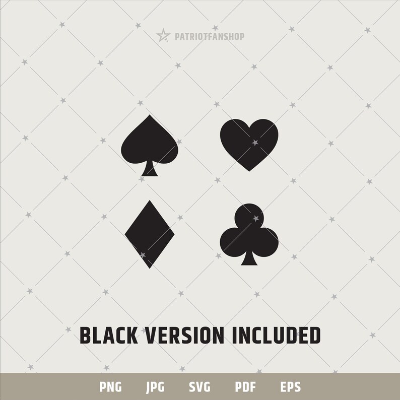 Playing Card Suit Symbols: Deck Clipart SVG, PNG, PDF (digital Download ...