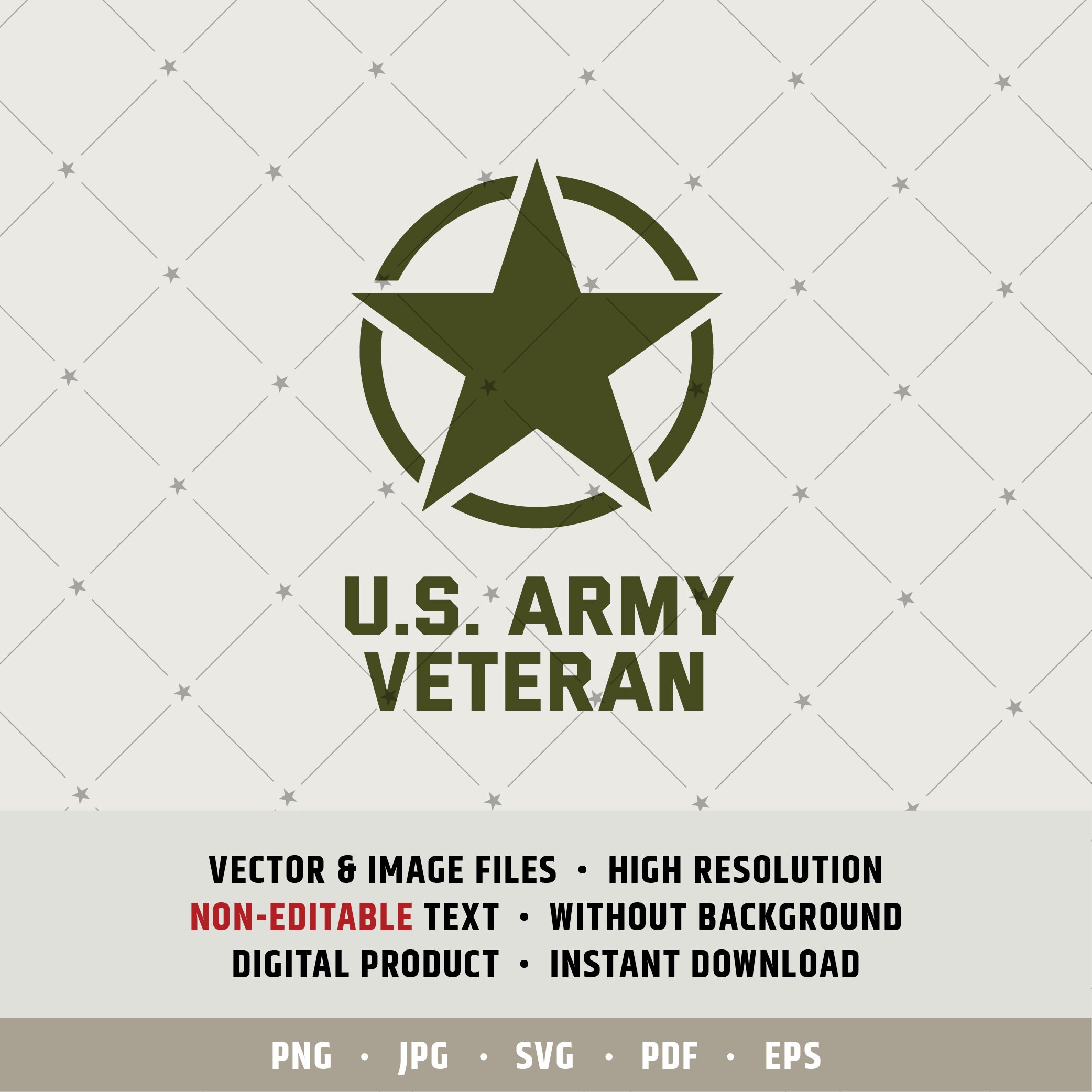 082 US Army Star SVG Military Olive Digital Sticker Veteran Day Png ...
