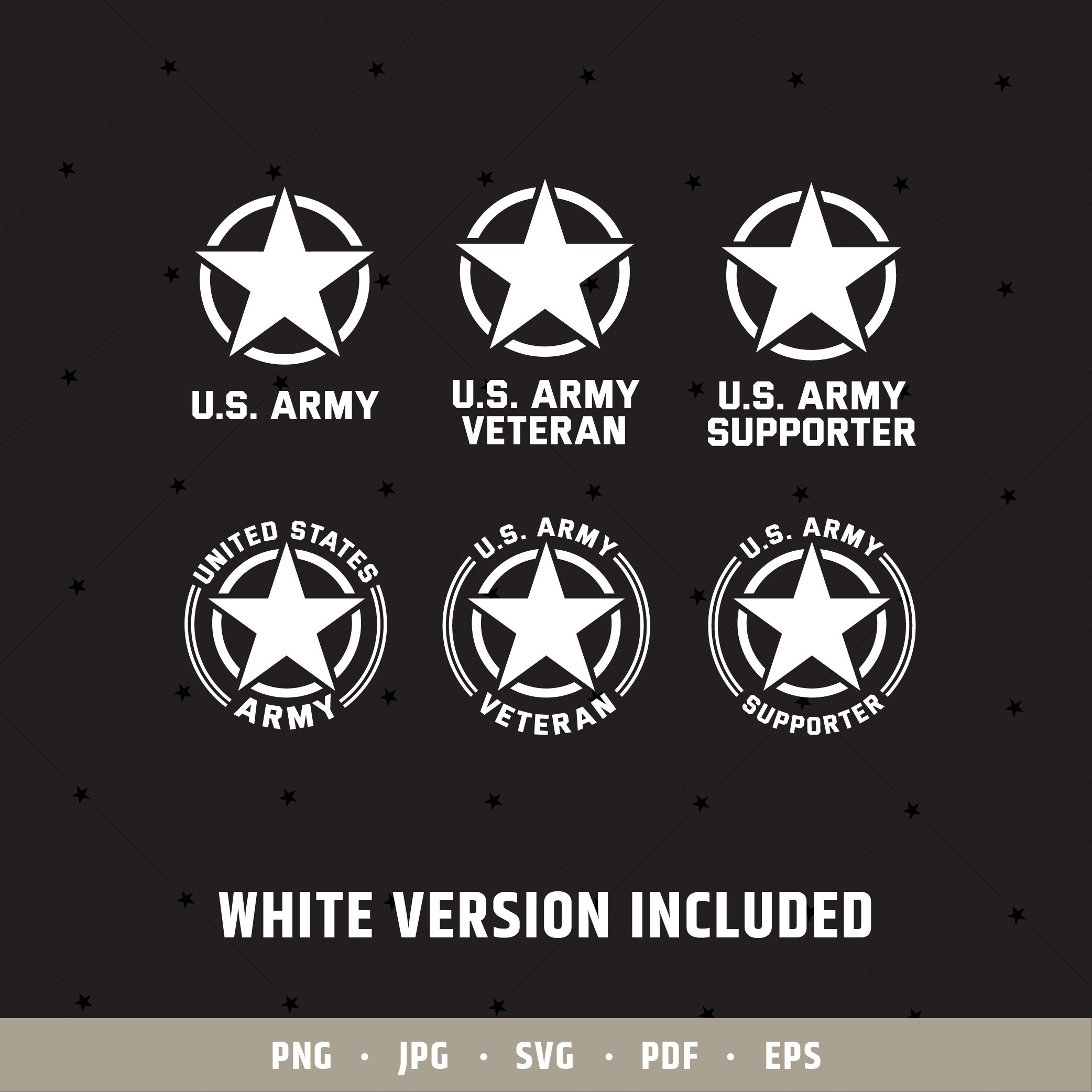 082 US Army Star SVG Military Olive Digital Sticker Veteran Day Png ...