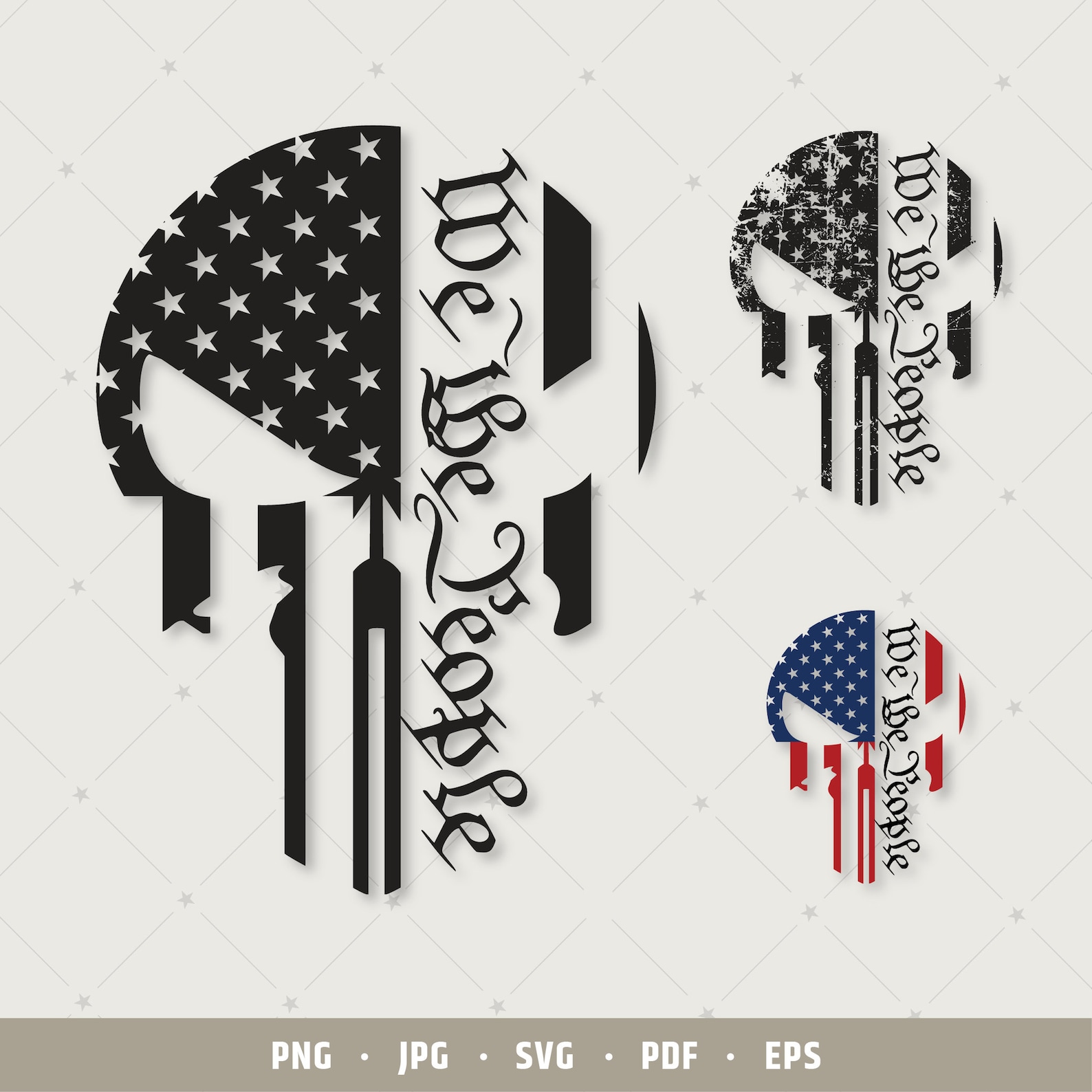 Punisher Skull USA Flag SVG: We the People, 2nd Amendment (digital ...