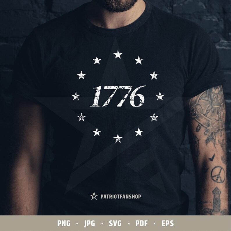 1776 Stars Circle Svg | Rough 1776 | Grunge 4th of July Decal ...