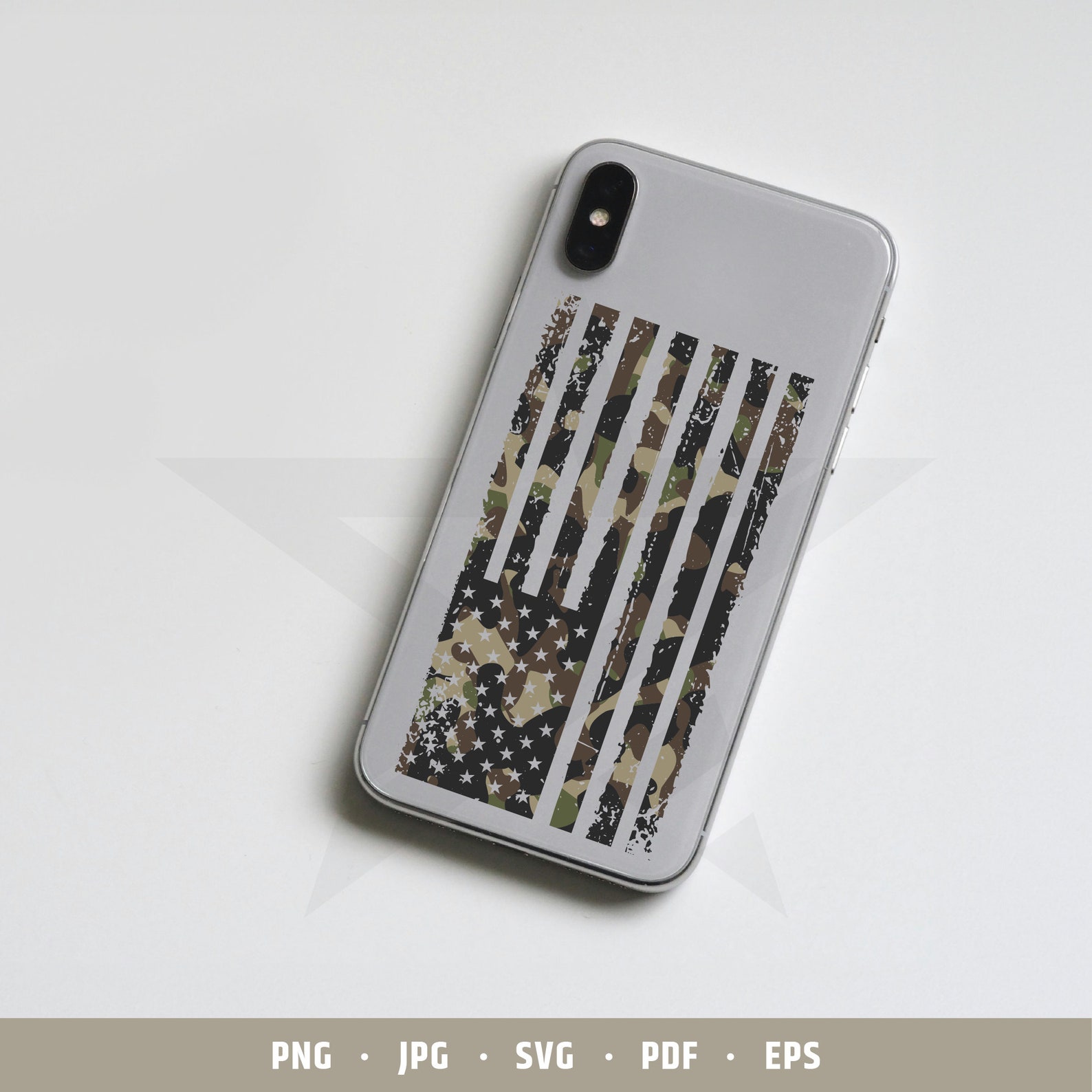 Camo US Flag Distressed Vector Image: Army Tee, Sticker (digital ...