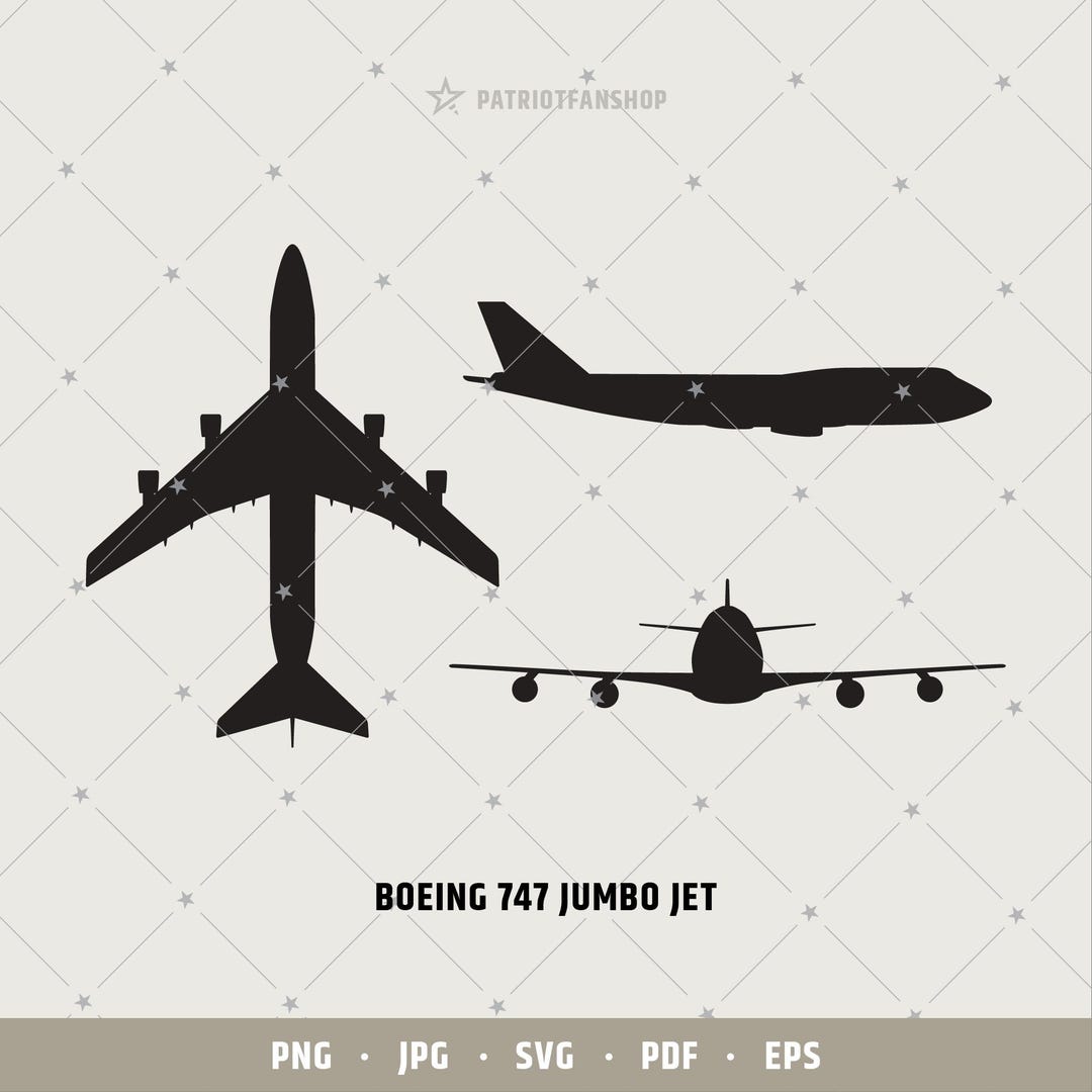 Boeing 747 Jumbo Jet SVG: Air Force One Airplane Silhouette Decal ...