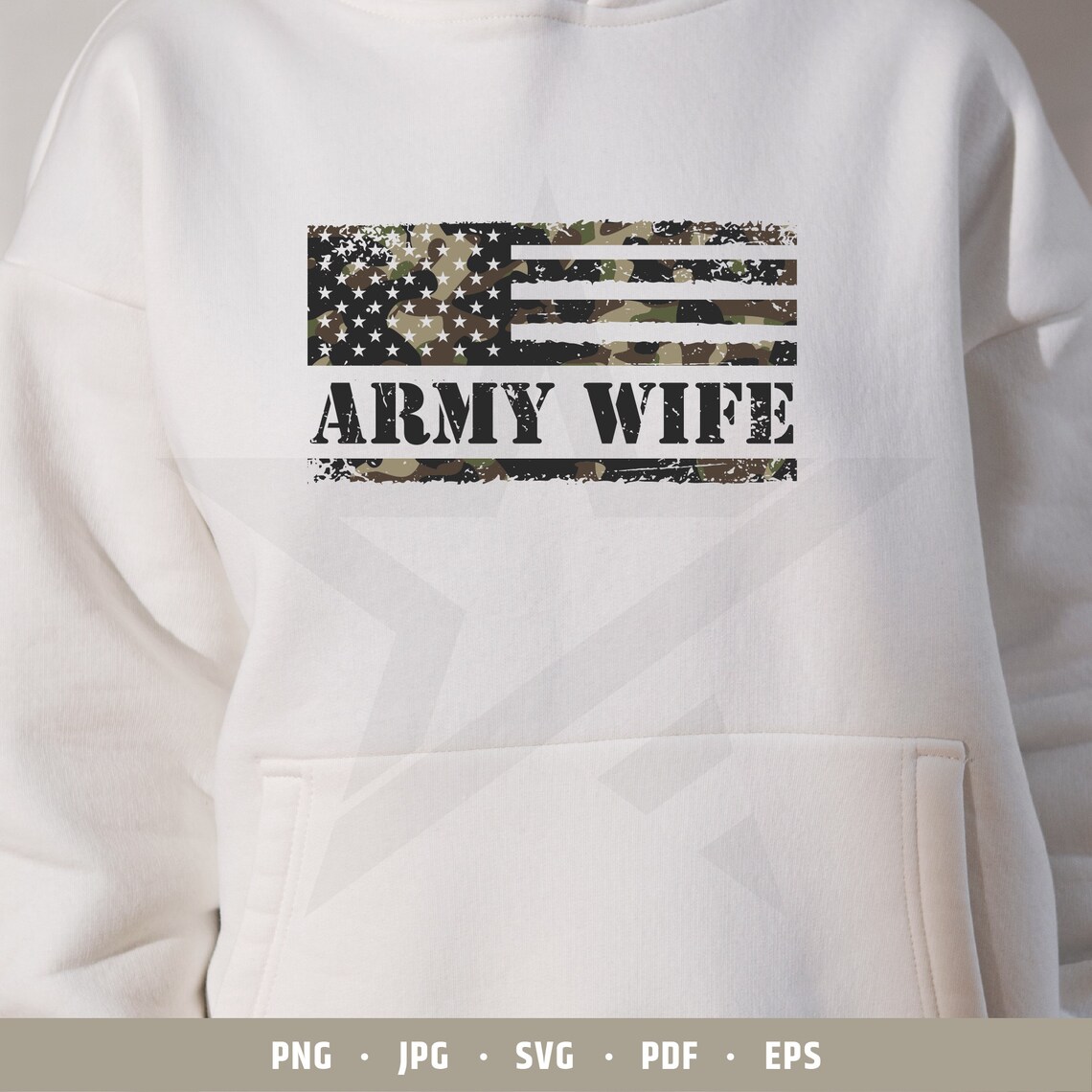Camo Army Wife US Flag Svg | Camouflage Family Vintage Eps | Army Woman ...