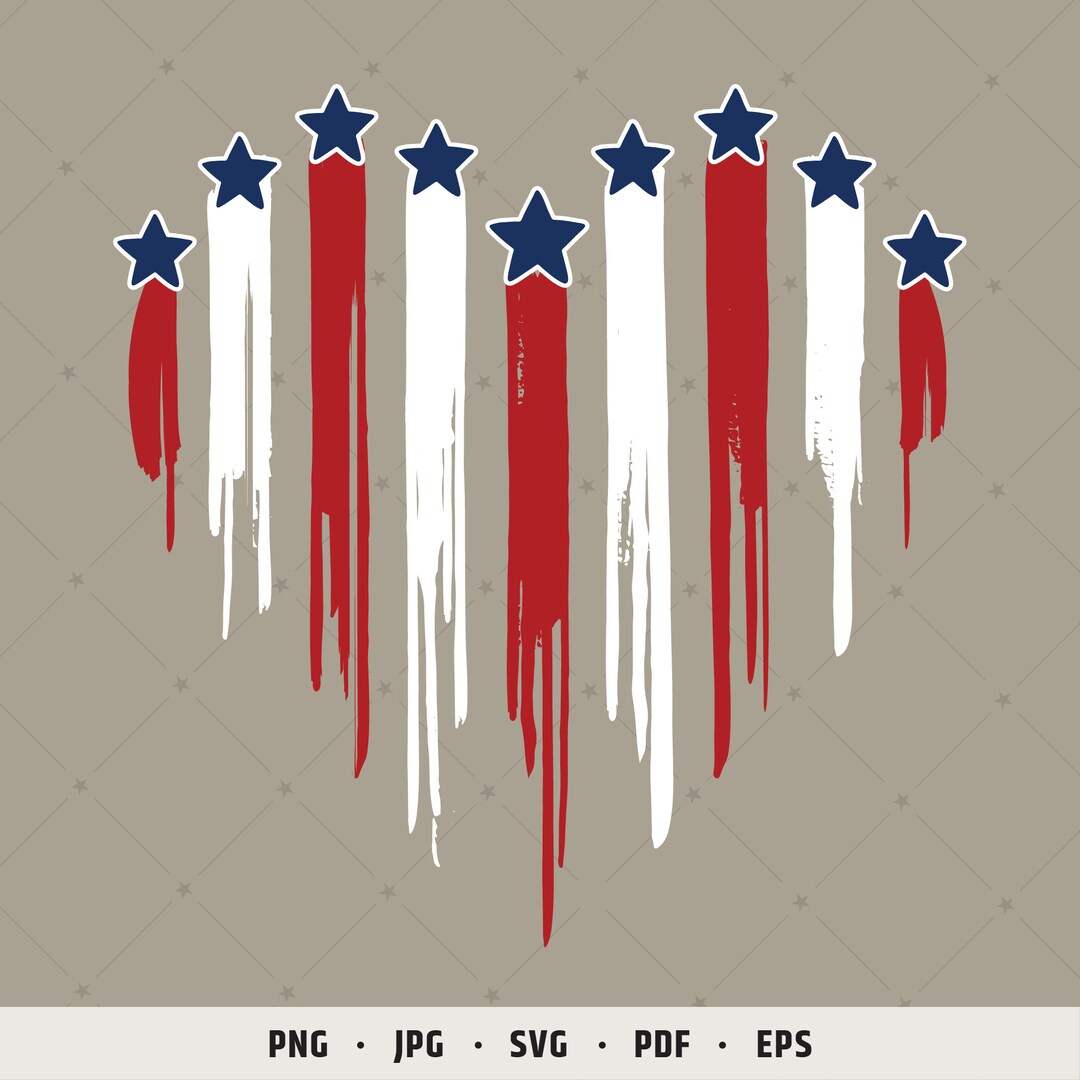 115 US Heart American Flag With Stars Svg Distressed Flag Png 4th of ...