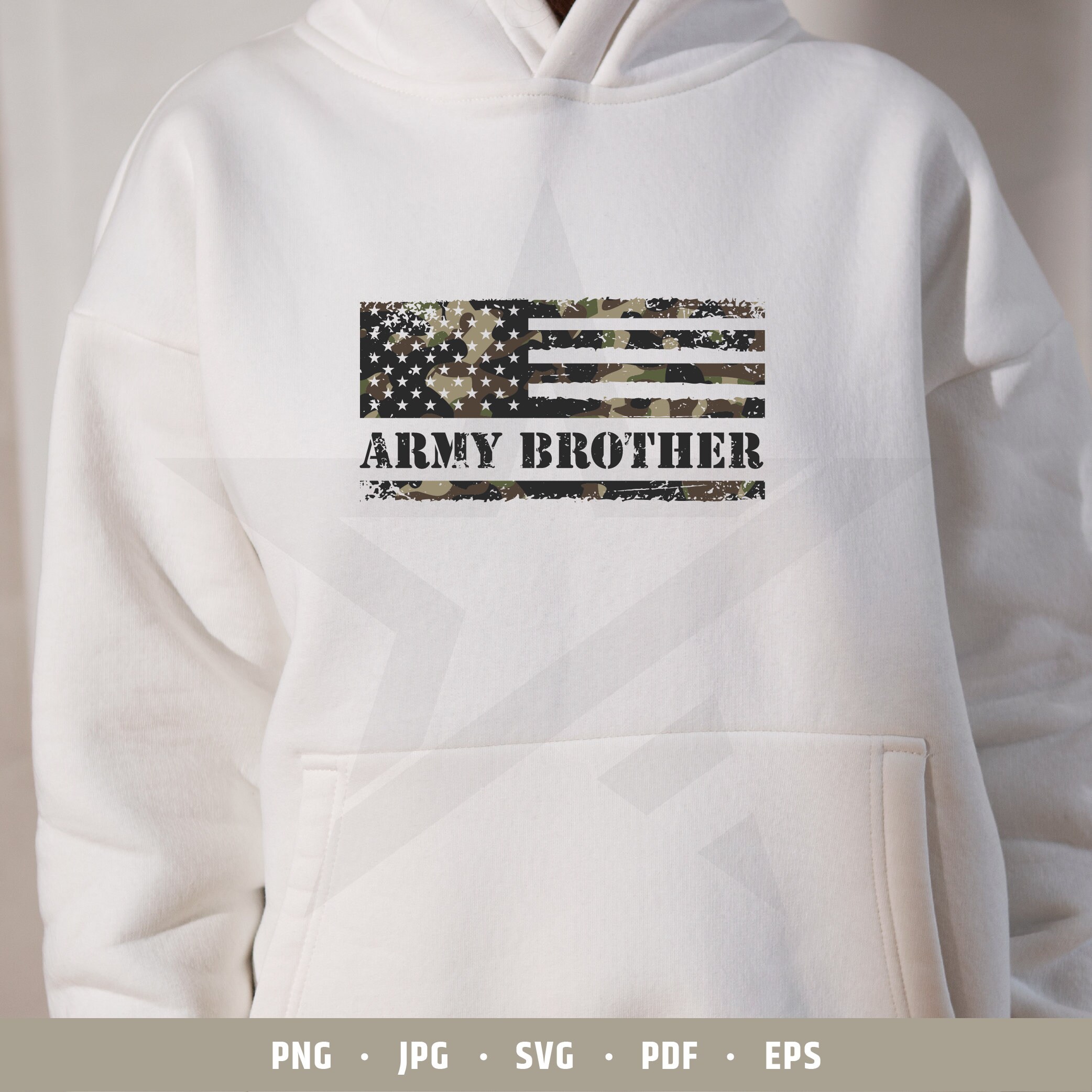 Camo Army Brother US Flag Svg | Camouflage Brother Vintage Eps | Army ...