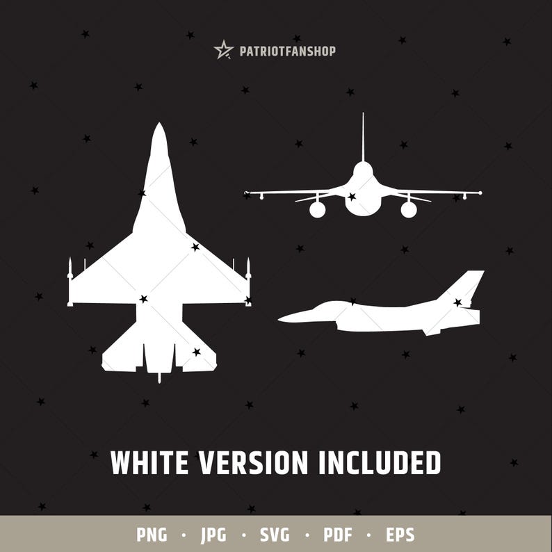 F-16 Fighting Falcon Silhouette Bundle: Military Plane SVG (digital ...