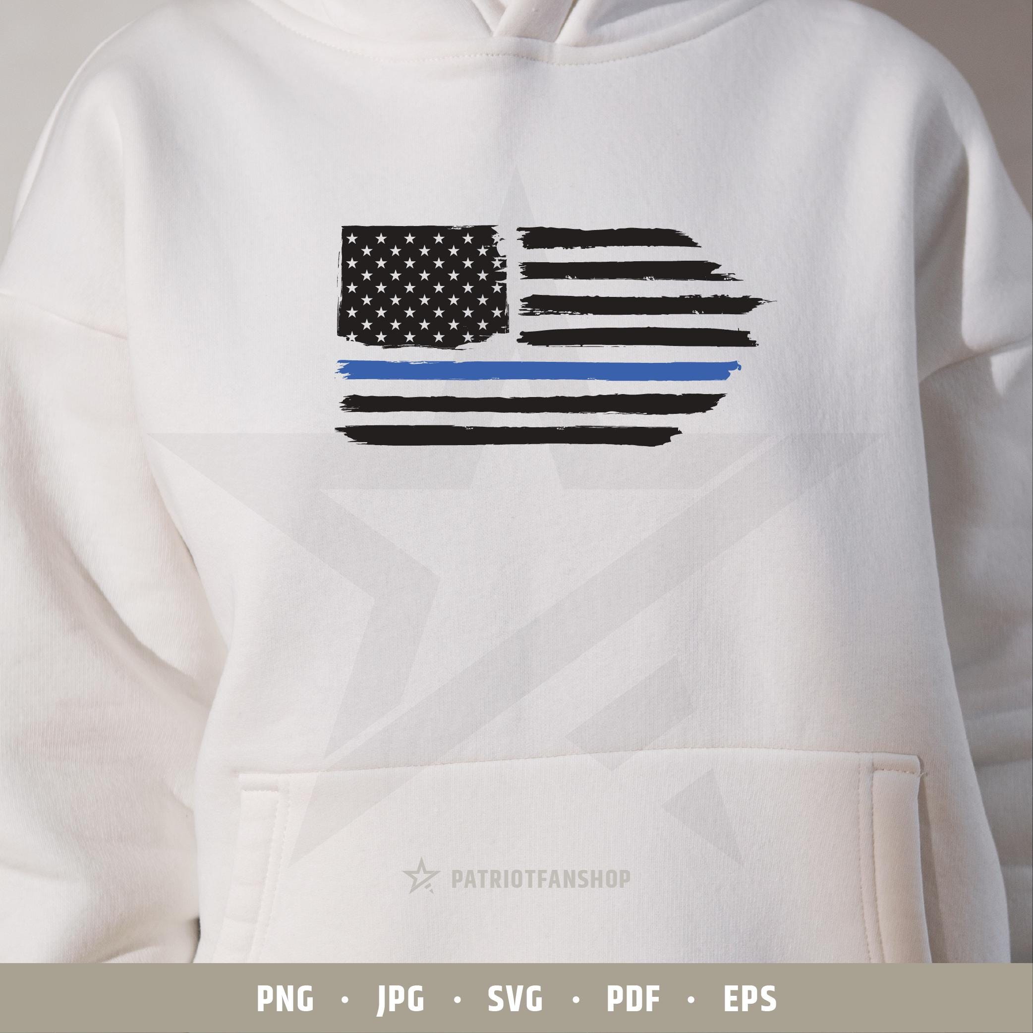 Thin Blue Line Flag SVG: Distressed Police Officer Design (digital ...