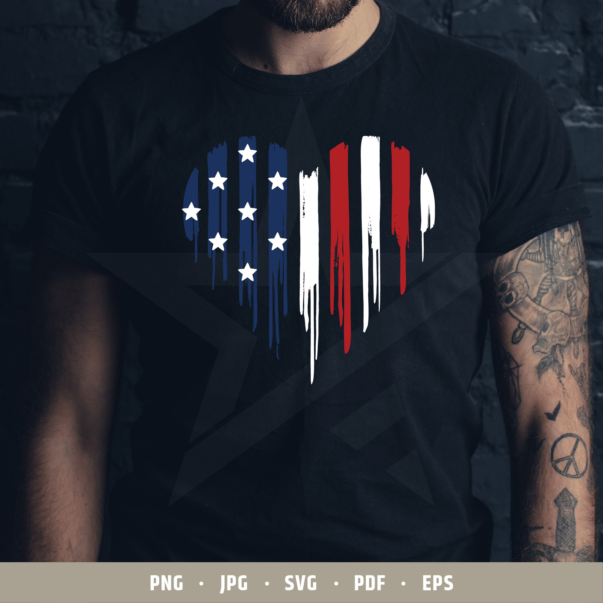 US Heart American Flag Svg, American Distressed Flag Png, 4th of July ...