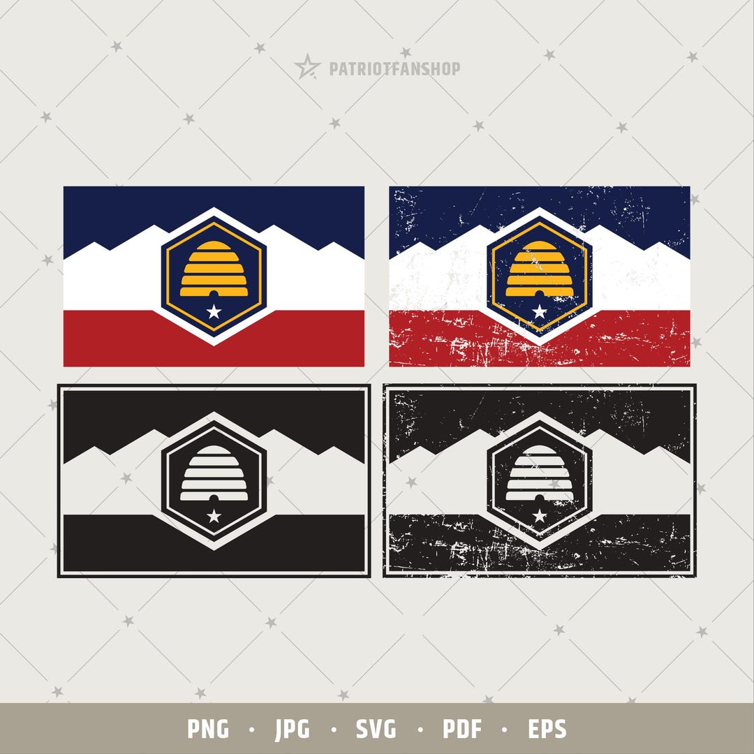 Utah State Flag Svg, Distressed Utah Png, Salt Lake City Stamp, Utah ...