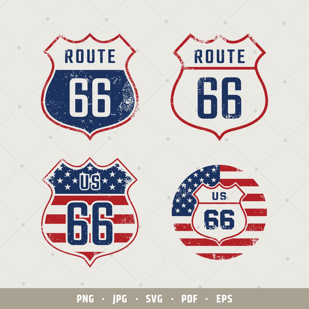 Route 66 Sign Pack SVG Highway 66 Clipart Vector Illustration US Route ...