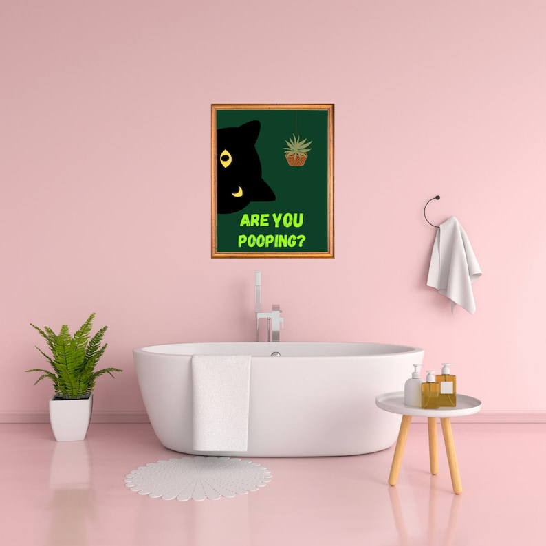 Are You Pooping Cat Printable Bathroom Funny Decor Bathroom Poster Wall ...