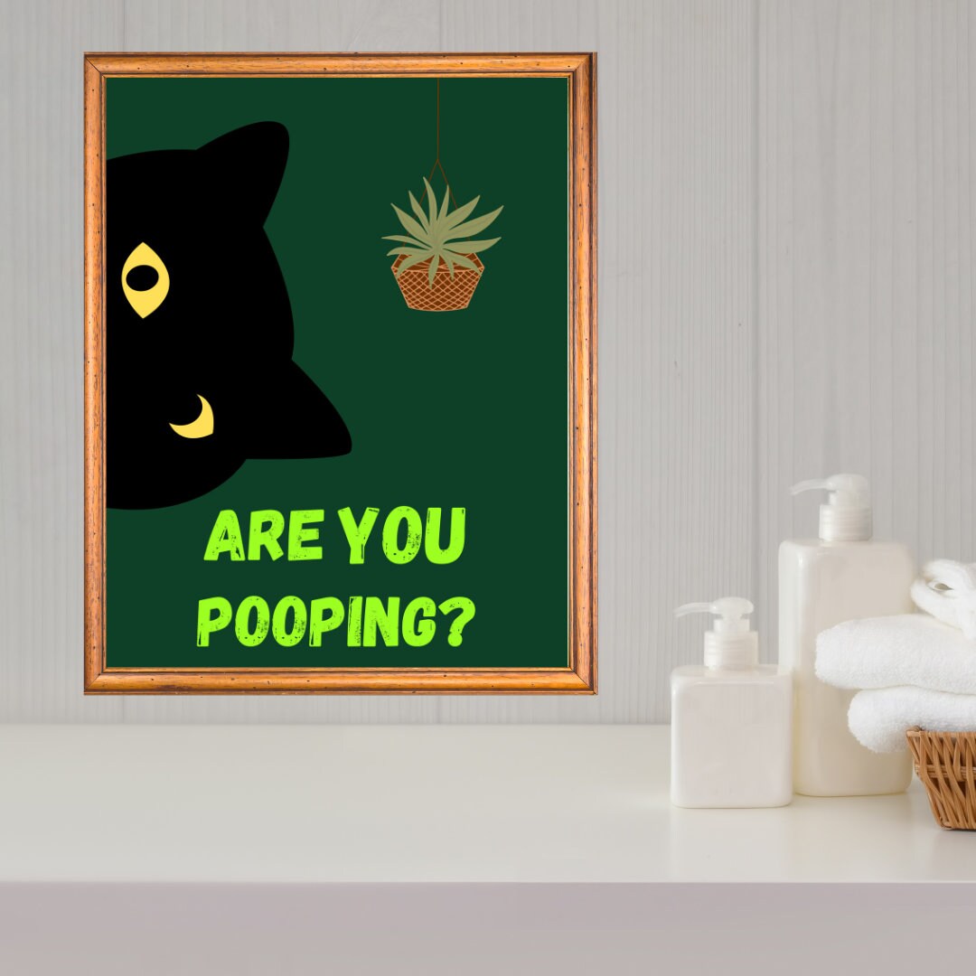 Are You Pooping Cat Printable Bathroom Funny Decor Bathroom Poster Wall ...