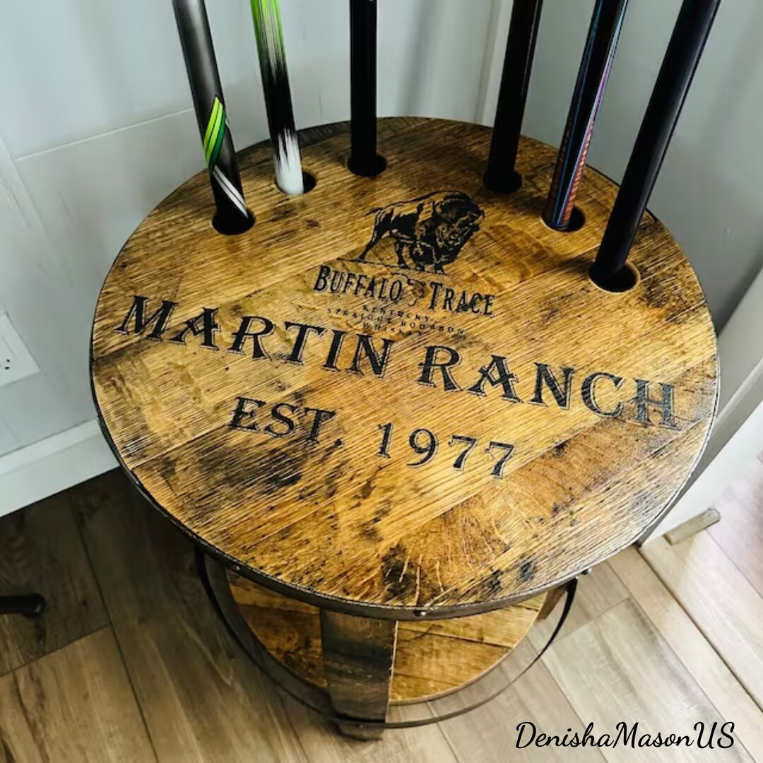 Pool Cue Table / Billiards Cue Rack / Bourbon Barrel Pool - Etsy