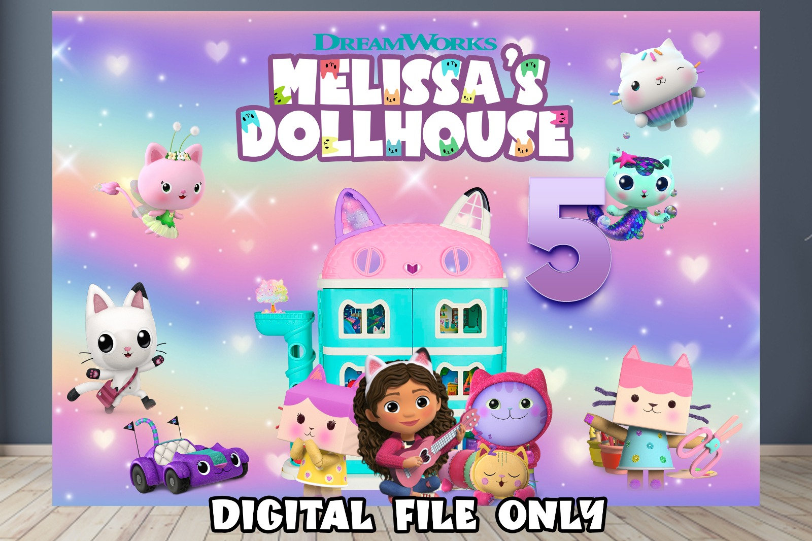 Dollhouse Backdrop, Gabby Banner, Backdrop for Birthday, Dollhouse ...