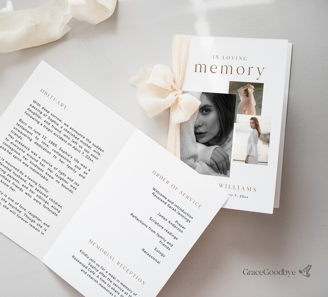 In Loving Memory Funeral Program Template, CANVA Modern Memorial ...