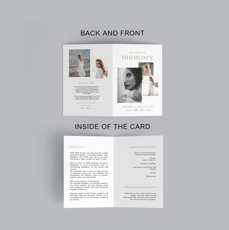 In Loving Memory Funeral Program Template, CANVA Modern Memorial ...