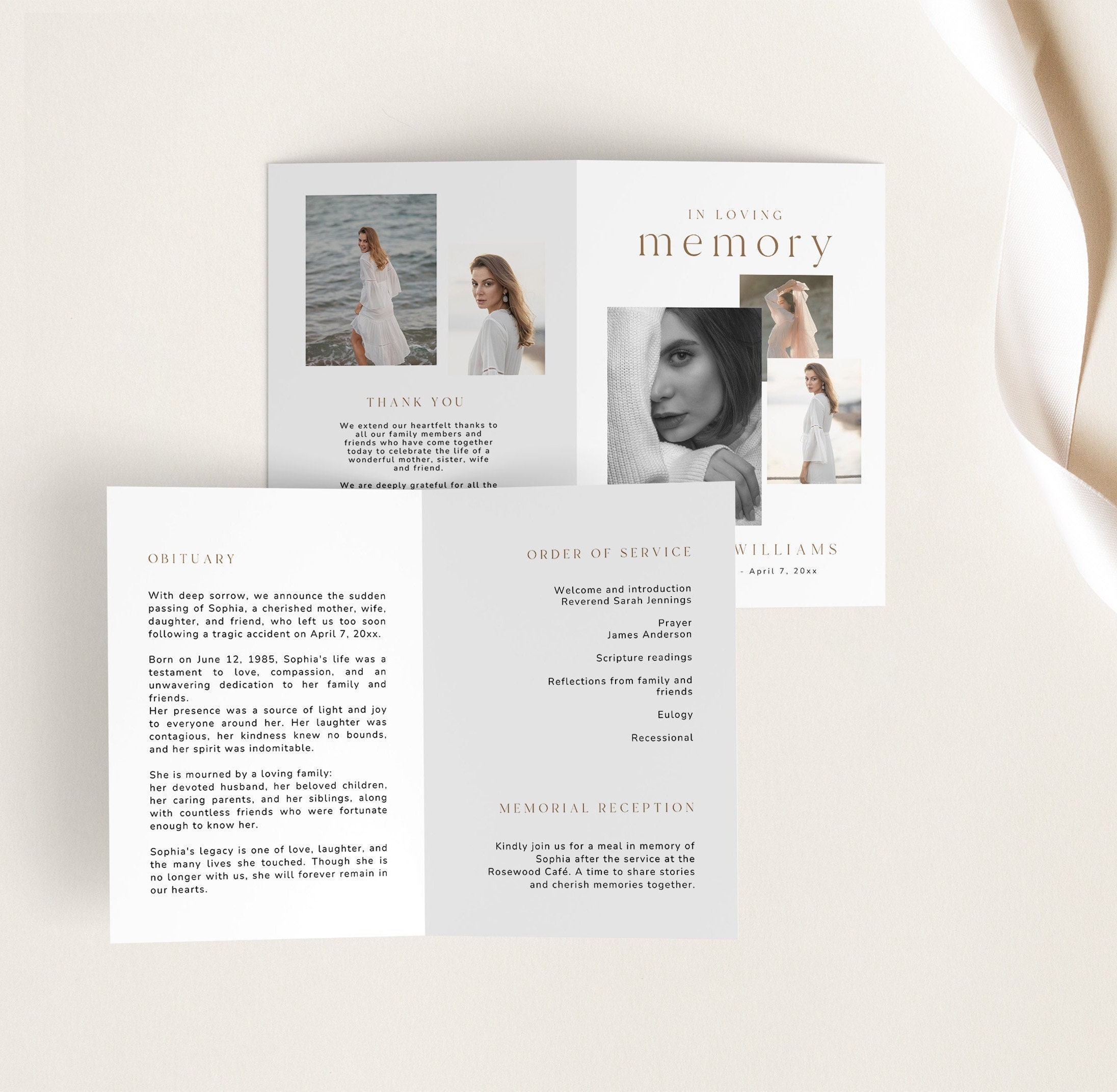 In Loving Memory Funeral Program Template, CANVA Modern Memorial ...