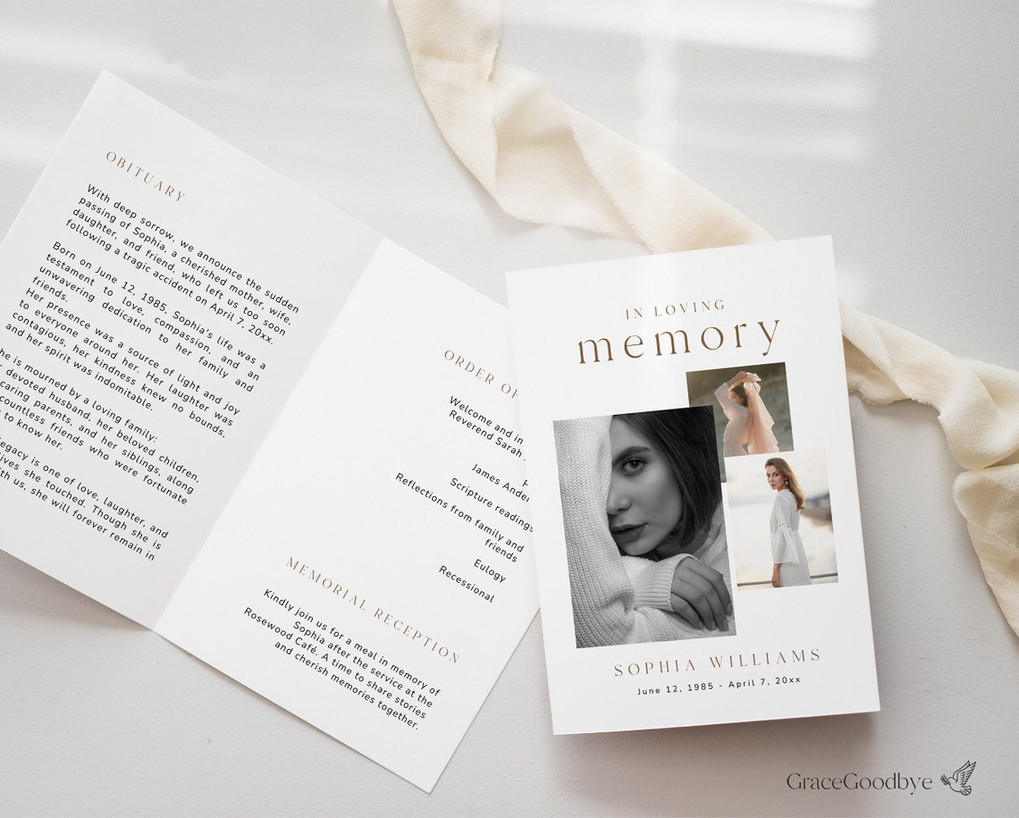 In Loving Memory Funeral Program Template, CANVA Modern Memorial ...