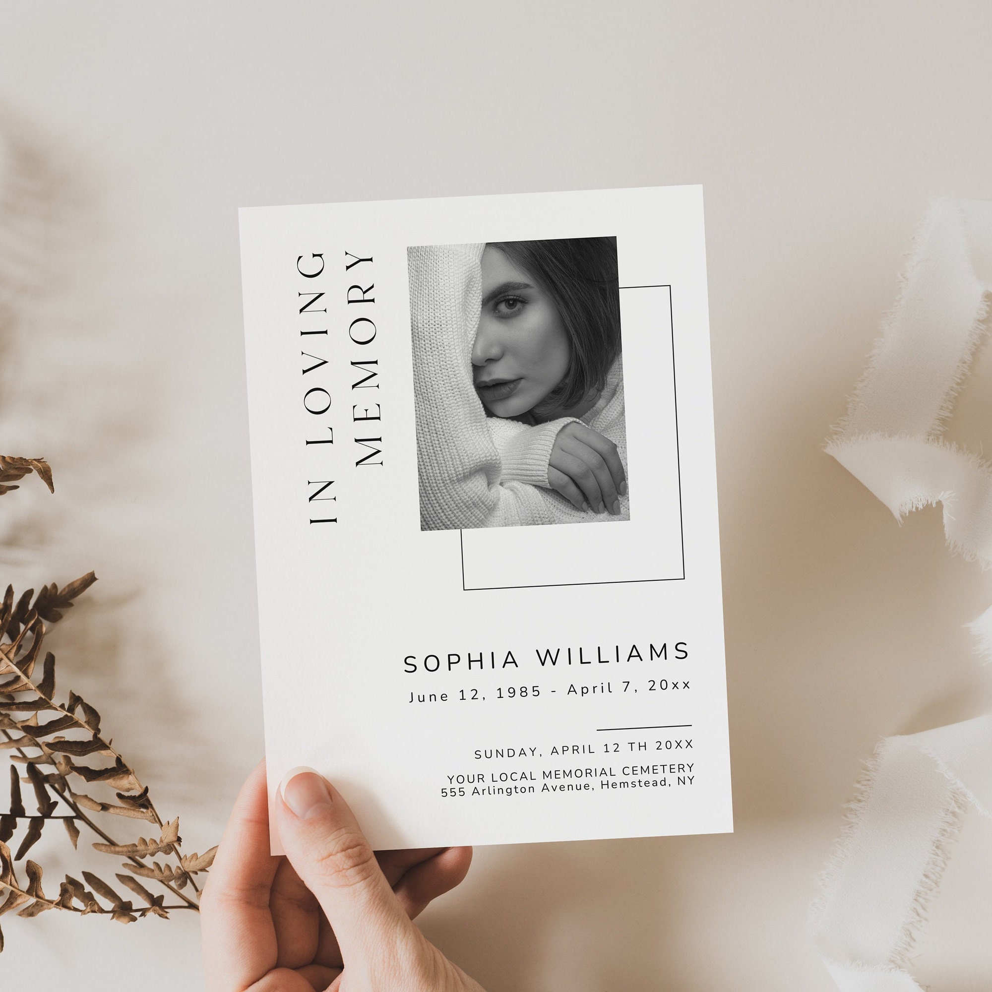 Canva Funeral Program Template, Simple Memorial Service Program ...