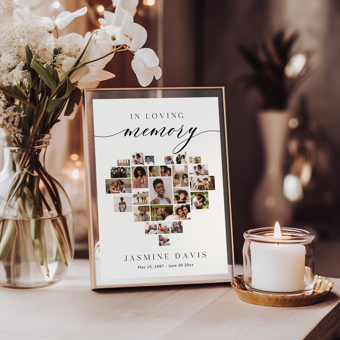 Funeral Table Sign Template, Canva Photo Collage, in Loving Memory ...