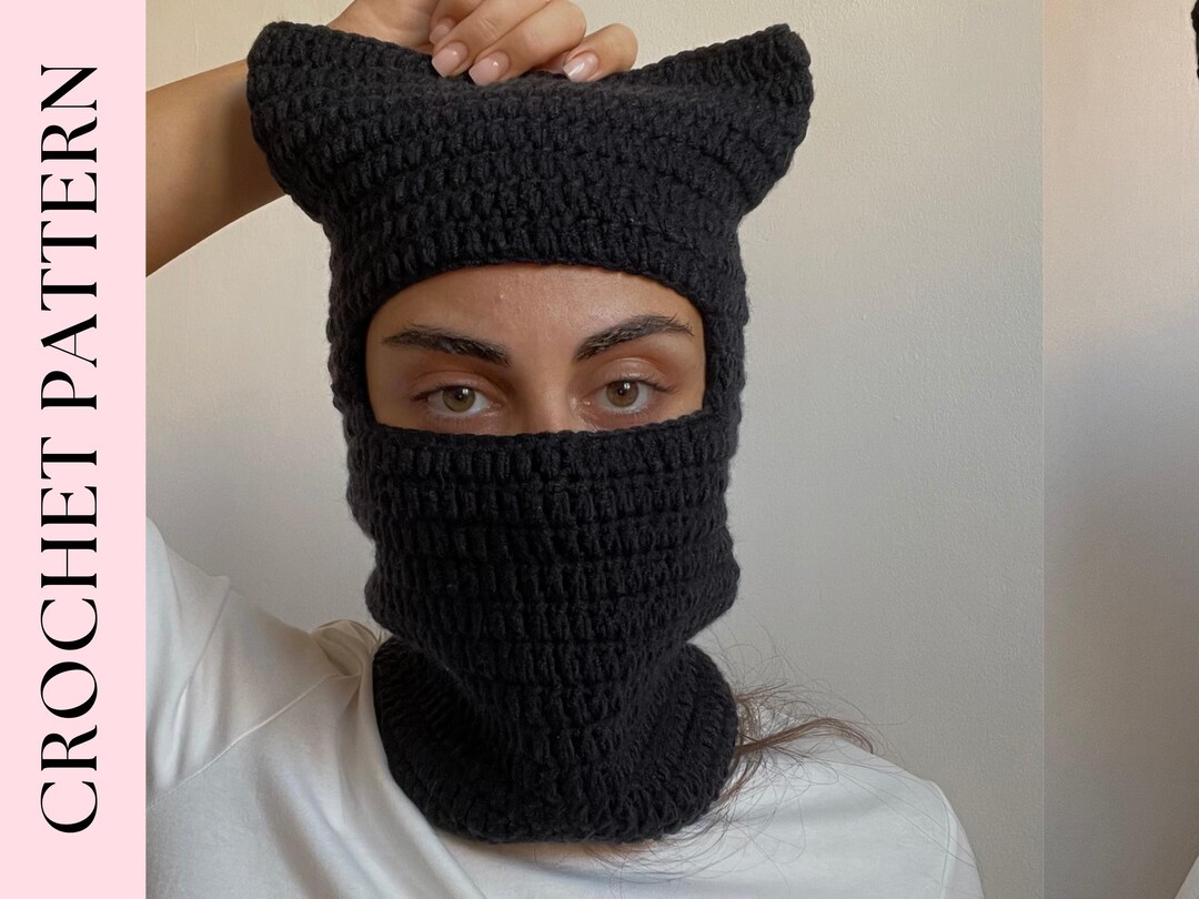 Cat Ear Balaclava Crochet Pattern, Crochet Cat Ears Balaklava, Knit ...