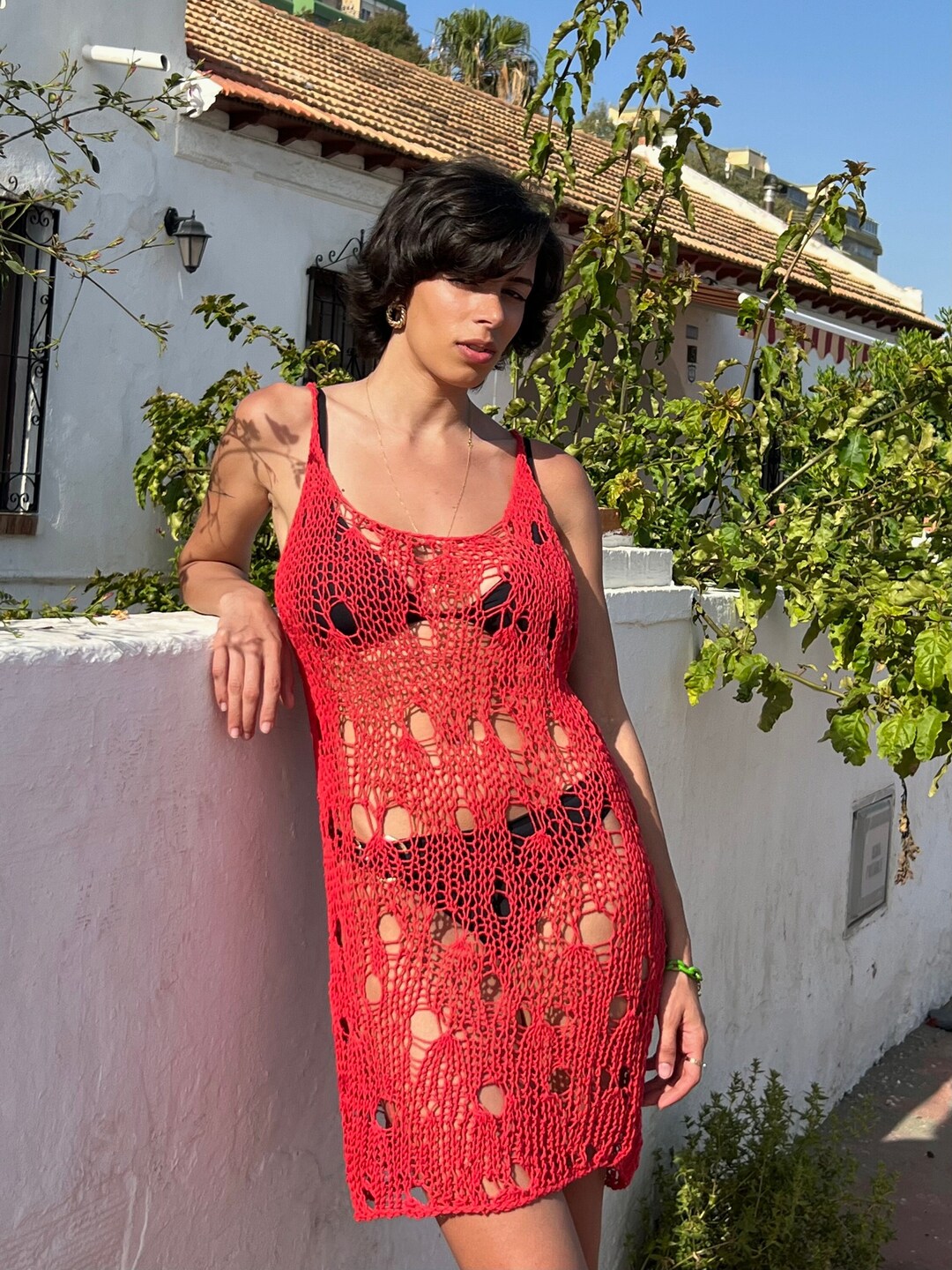 Knitted Summer Mesh Distressed Dress - Etsy