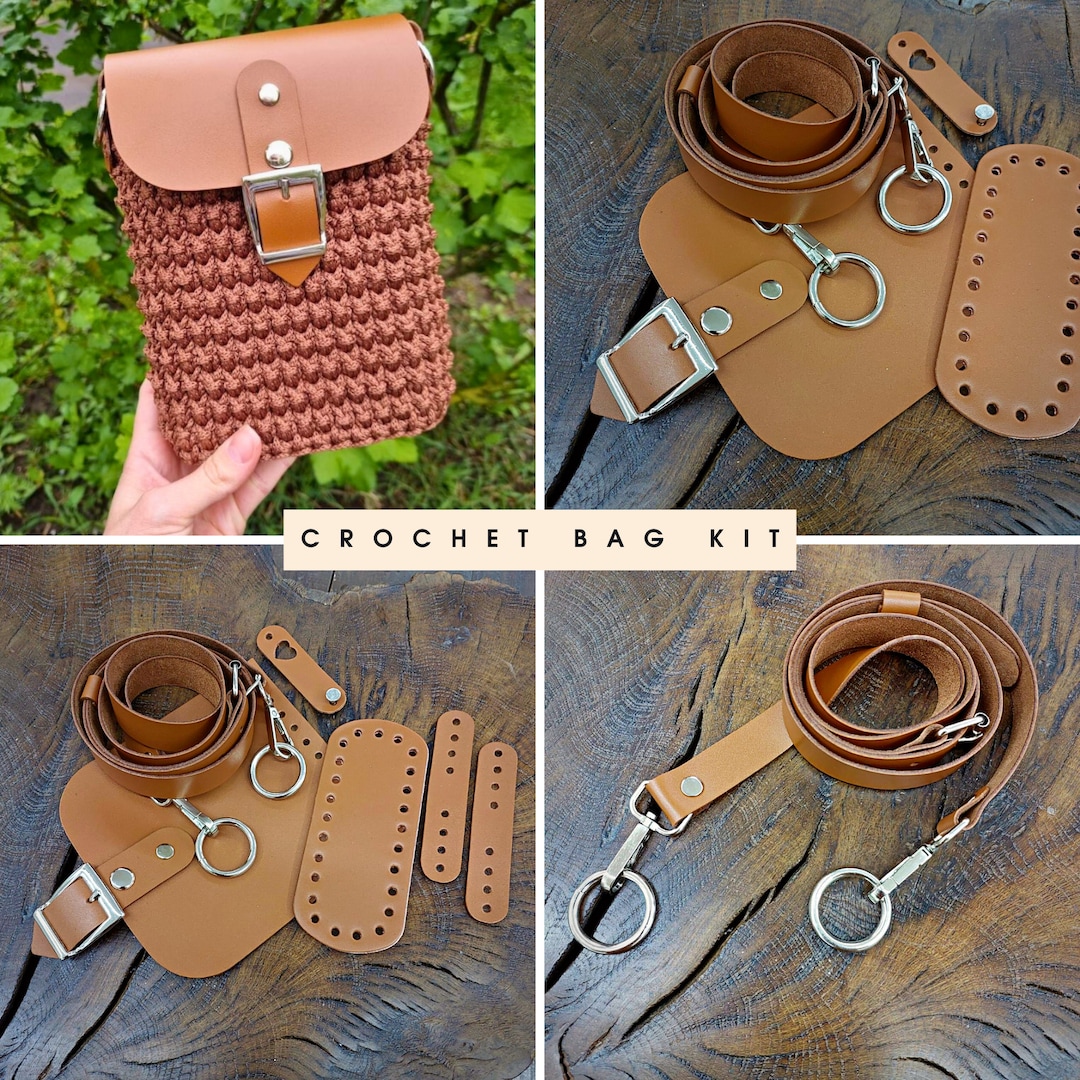 Leather Crochet Bag Kit, Diy Bag Crochet, Kit for Knitting, Crochet Bag ...