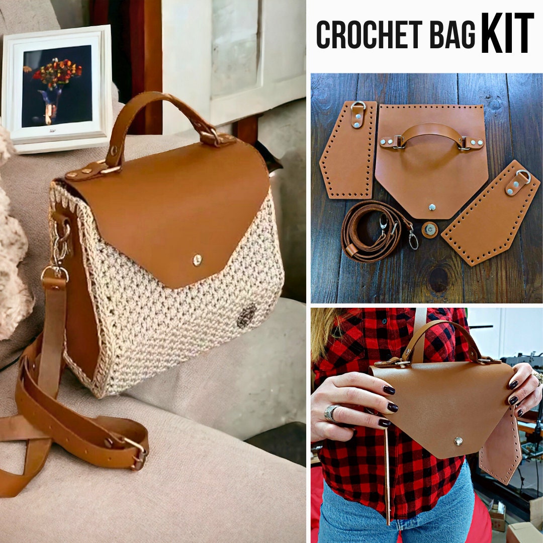 Crochet Kit, Crochet Bag, Leather Crochet Kit, Diy Kit, Bag Making Set ...