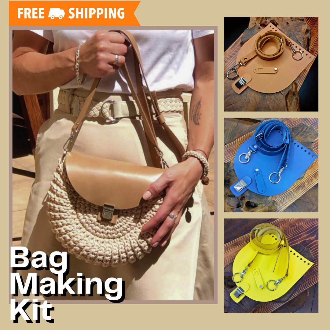 Crochet Kit, Crochet Bag, Leather Crochet Bag Making Kit, DIY Leather ...