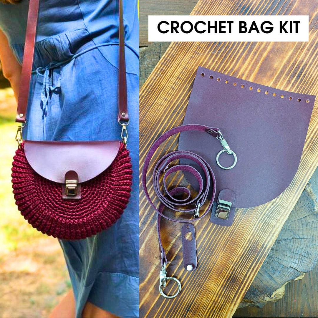 Crochet Kit, Crochet Bag, Leather Crochet Bag Kit, Diy Bag Set, Kit for ...