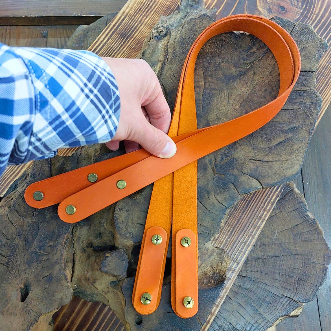 Handmade Pair of Leather Screw Handles for Knitted Bags - 27.6*0.98 ...
