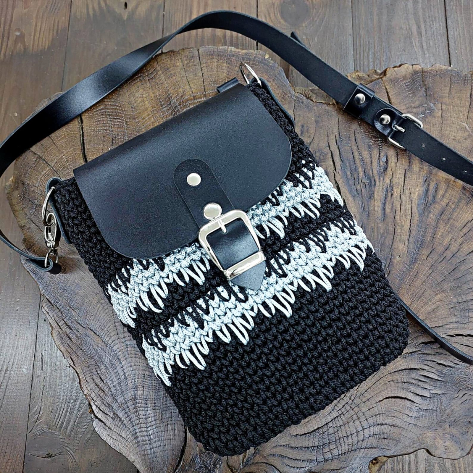 Leather Crochet Bag Kit, DIY Crocheting Supplies, Shoulder Bag Making ...