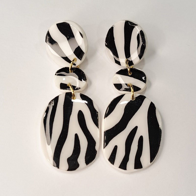 Zebra Stud Earrings - Etsy