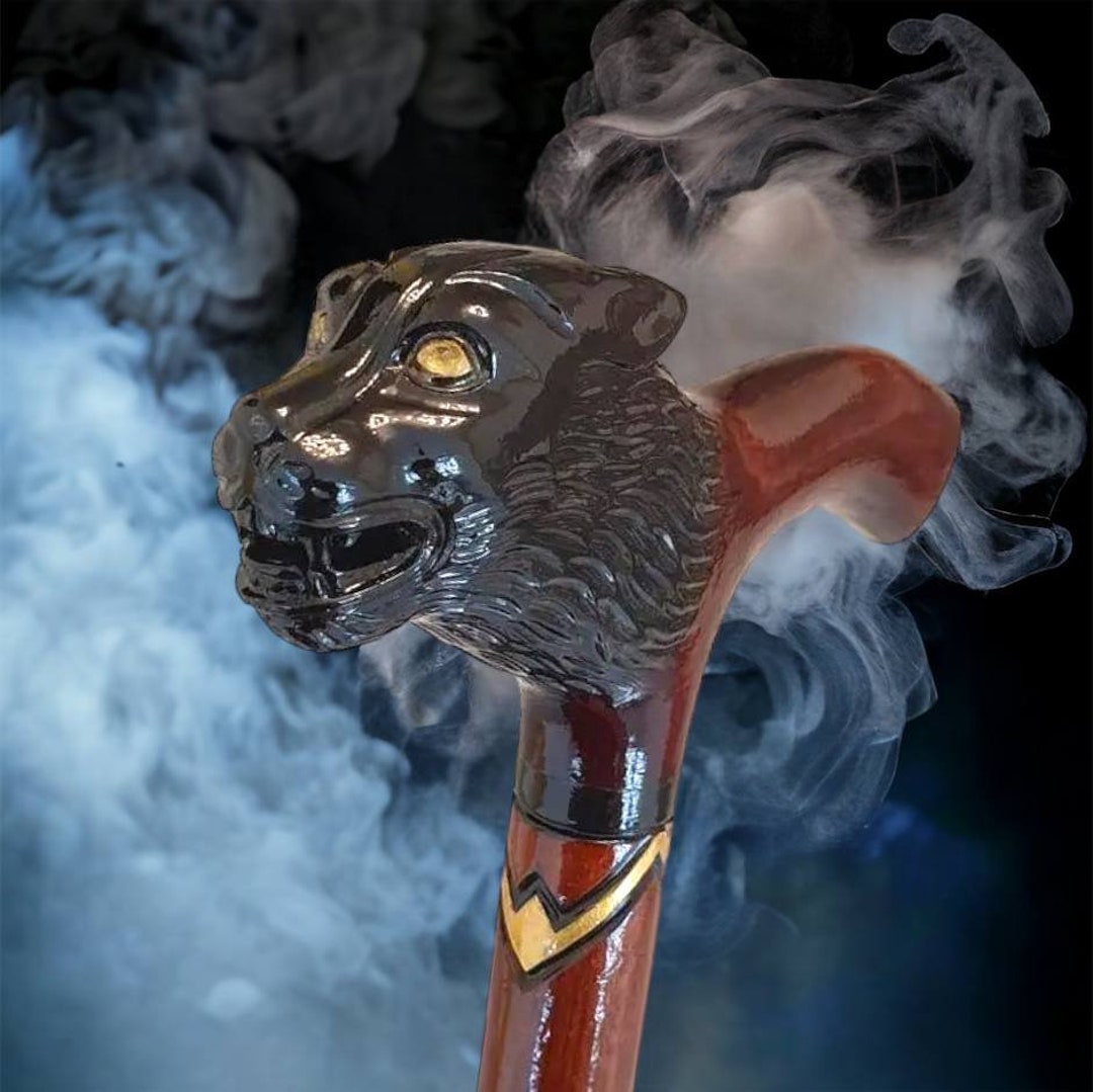 Pantera Cane Pantera Walking Wood Carved Walking Stick Ergonomic Wooden ...