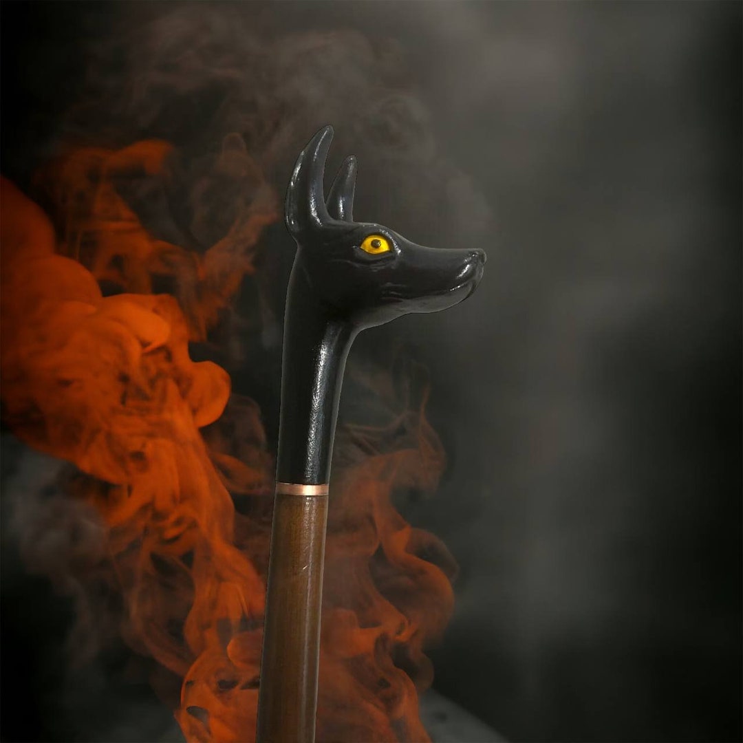 Cane Anubis Walking Stick Anubis Wood Carved Handmade Design Handle ...