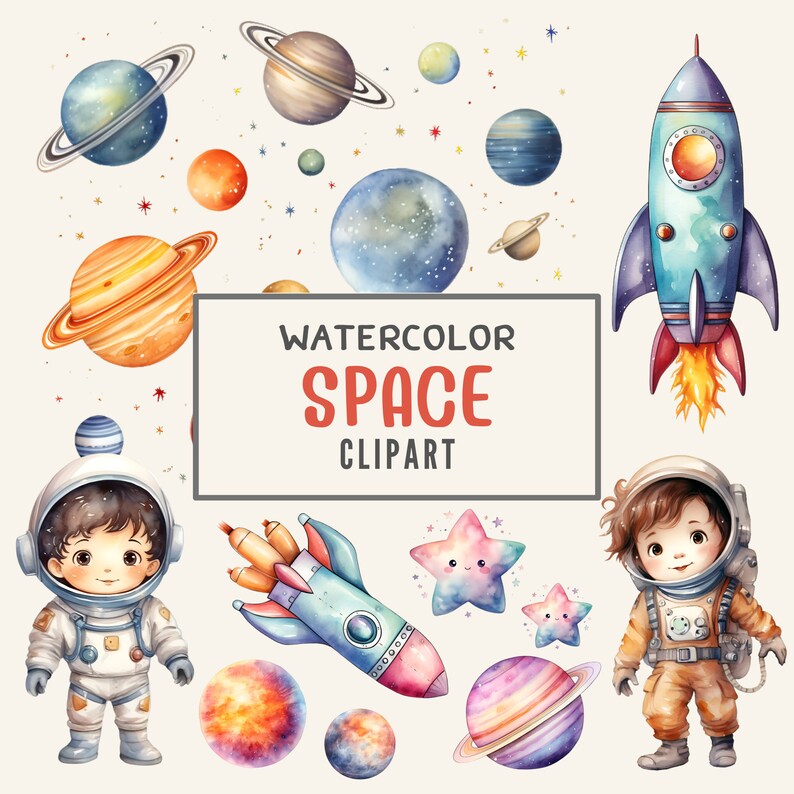 Watercolor Space Clipart, Cosmic Galaxy PNG Files, Starry Night Sky ...