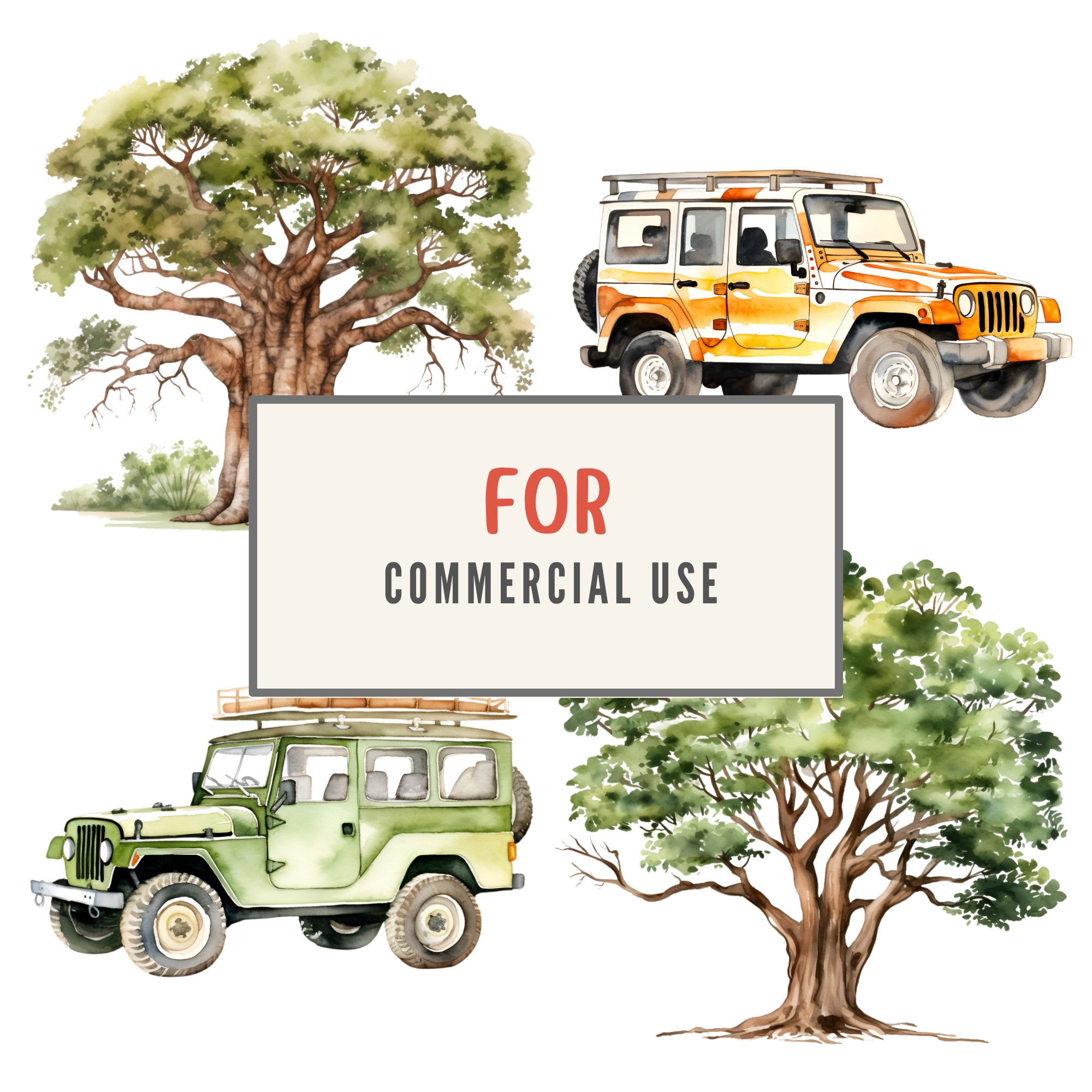 Watercolor Safari Animals PNG Files, Safari Family Clipart, Safari Baby ...