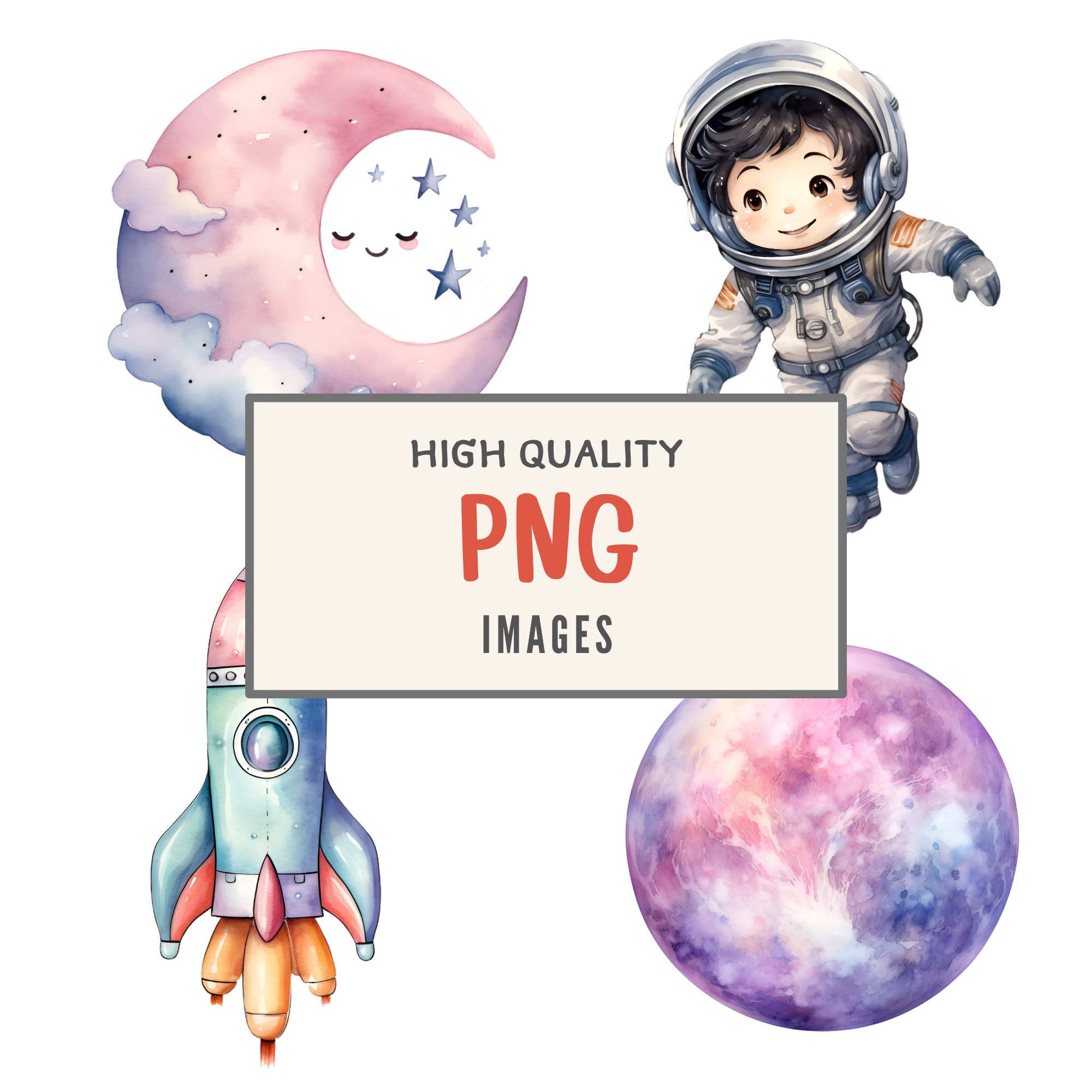 Watercolor Space Clipart, Cosmic Galaxy PNG Files, Starry Night Sky ...