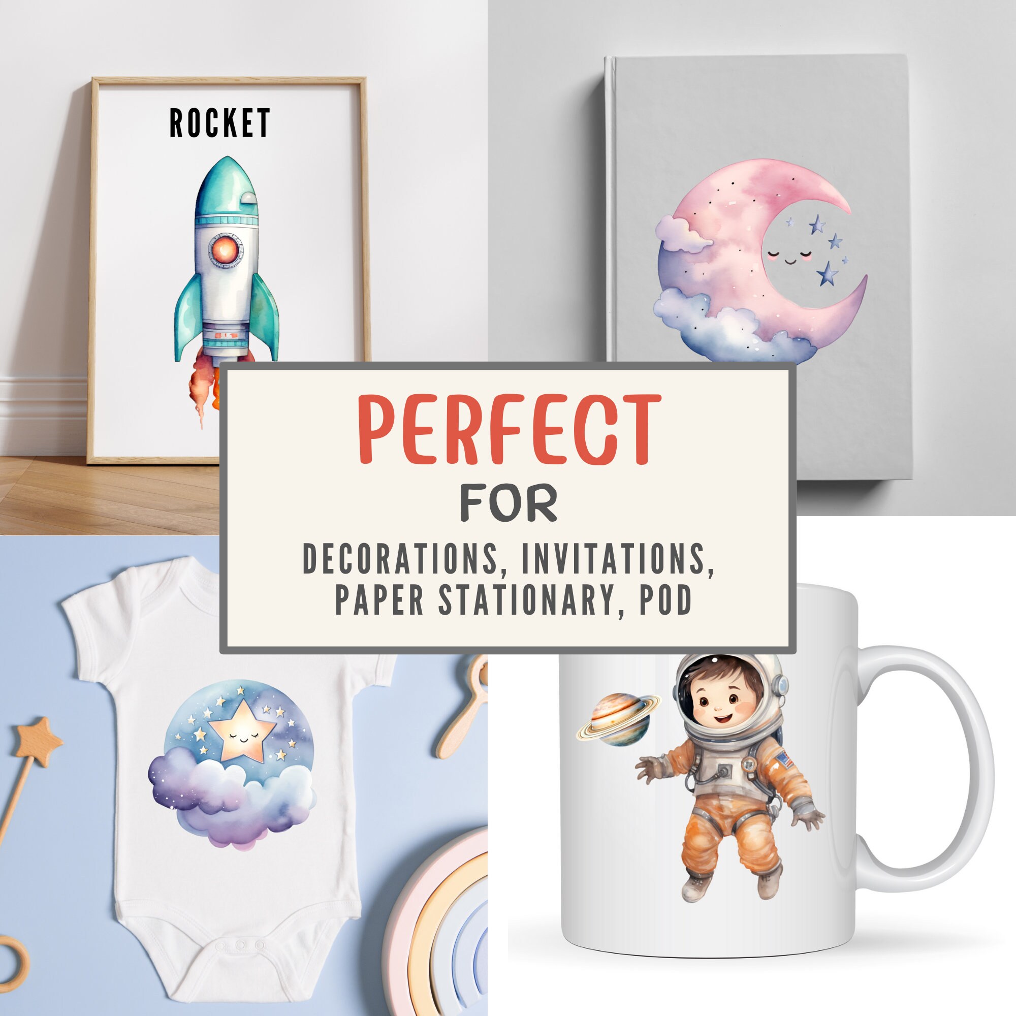 Watercolor Space Clipart, Cosmic Galaxy PNG Files, Starry Night Sky ...