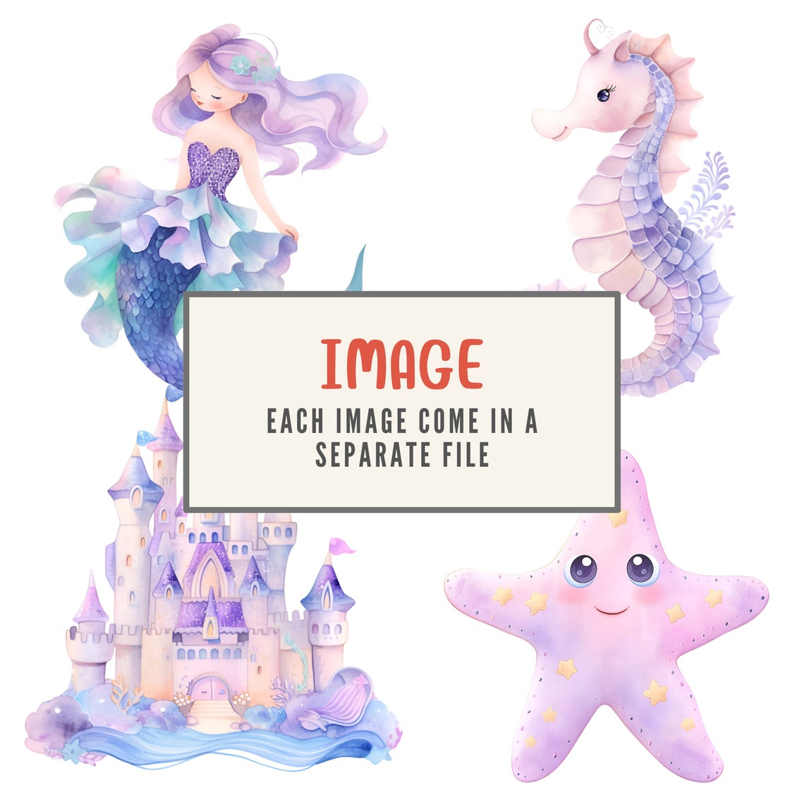 Mermaid Clipart Bundle 40 PNG Files, Watercolor Mermaid Clipart, Cute ...